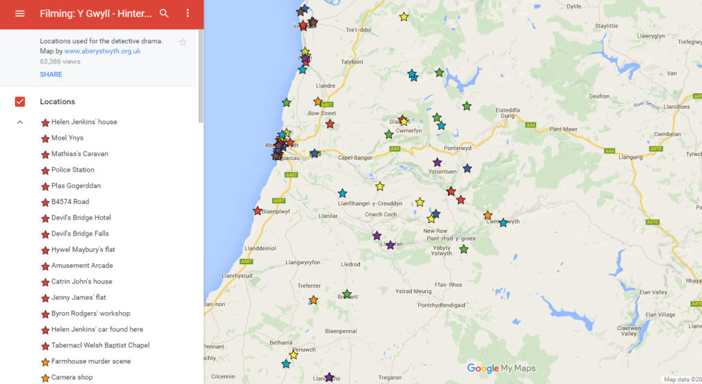 Hinterland Filming Location Map - Wye View